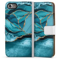 DeinDesign iPhone SE (2020) Handy Klapph&uuml;lle Handyh&uuml;lle aus Kunst Leder wei&szlig; Flip Case Glitzer Marble Gemstone Sideflip mit Lasche