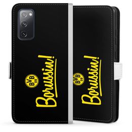 DeinDesign Galaxy S20 FE 5G Handy Klapph&uuml;lle Handyh&uuml;lle aus Kunst Leder wei&szlig; Flip Case Borussia Dortmund Bvb Soccer Sideflip mit Lasche