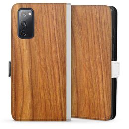 DeinDesign Galaxy S20 FE Handy Klapph&uuml;lle Handyh&uuml;lle aus Kunst Leder wei&szlig; Flip Case Larch Wood Wooden Look Sideflip mit Lasche