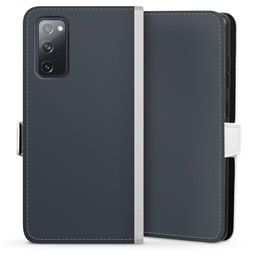 DeinDesign Galaxy S20 FE Handy Klapph&uuml;lle Handyh&uuml;lle aus Kunst Leder wei&szlig; Flip Case Anthracite Unicoloured Grey Sideflip mit Lasche