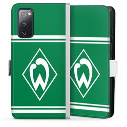 DeinDesign Galaxy S20 FE 5G Handy Klapph&uuml;lle Handyh&uuml;lle aus Kunst Leder wei&szlig; Flip Case Logo Sv Werder Bremen Official Licensed Product Sideflip mit Lasche
