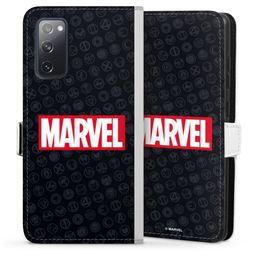 DeinDesign Galaxy S20 FE 5G Handy Klapph&uuml;lle Handyh&uuml;lle aus Kunst Leder wei&szlig; Flip Case Logo Marvel Comic Sideflip mit Lasche