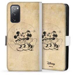 DeinDesign Galaxy S20 FE 5G Handy Klapph&uuml;lle Handyh&uuml;lle aus Kunst Leder wei&szlig; Flip Case Minnie Mouse Vintage Mickey Mouse Sideflip mit Lasche