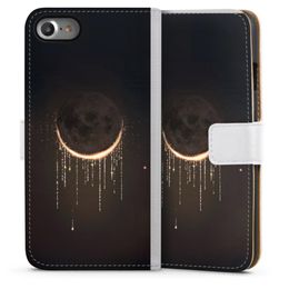 DeinDesign iPhone SE (2020) Handy Klapph&uuml;lle Handyh&uuml;lle aus Kunst Leder wei&szlig; Flip Case Moon Light Full Moon Sideflip mit Lasche
