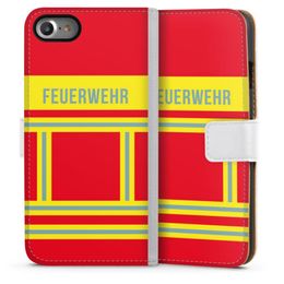 DeinDesign iPhone SE (2022) Handy Klapph&uuml;lle Handyh&uuml;lle aus Kunst Leder wei&szlig; Flip Case Fire Fighters Life Saver Fire Fighter Sideflip mit Lasche
