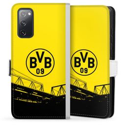 DeinDesign Galaxy S20 FE 5G Handy Klapph&uuml;lle Handyh&uuml;lle aus Kunst Leder wei&szlig; Flip Case Merchandise Bvb Borussia Dortmund Sideflip mit Lasche