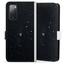 DeinDesign Galaxy S20 FE Handy Klapph&uuml;lle Handyh&uuml;lle aus Kunst Leder wei&szlig; Flip Case Space Weltall Astronaut Sideflip mit Lasche