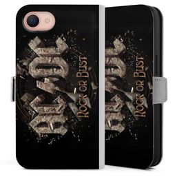 DeinDesign iPhone 16e Handy Klapph&uuml;lle Handyh&uuml;lle aus Kunst Leder wei&szlig; Flip Case Rock Or Bust Official Licensed Product Acdc Sideflip mit Lasche