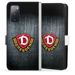 DeinDesign Galaxy S20 FE Handy Klapph&uuml;lle Handyh&uuml;lle aus Kunst Leder wei&szlig; Flip Case Sg Dynamo Dresden Official Licensed Product Sgd Sideflip mit Lasche