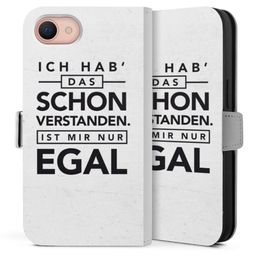 DeinDesign iPhone 17e Handy Klapph&uuml;lle Handyh&uuml;lle aus Kunst Leder wei&szlig; Flip Case Spruch Sayings Statement Sideflip mit Lasche