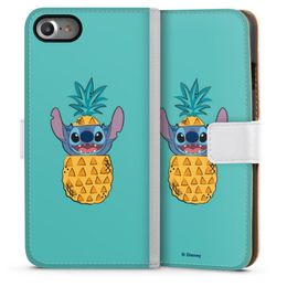 DeinDesign iPhone SE (2020) Handy Klapph&uuml;lle Handyh&uuml;lle aus Kunst Leder wei&szlig; Flip Case Pineapple Lilo & Stitch Disney Sideflip mit Lasche