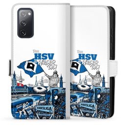 DeinDesign Galaxy S20 FE 5G Handy Klapph&uuml;lle Handyh&uuml;lle aus Kunst Leder wei&szlig; Flip Case Ascent Hamburger Sv Official Licensed Product Sideflip mit Lasche