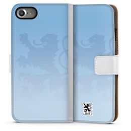 DeinDesign iPhone SE (2022) Handy Klapph&uuml;lle Handyh&uuml;lle aus Kunst Leder wei&szlig; Flip Case Tsv 1860 M&uuml;nchen Official Licensed Product Logo Sideflip mit Lasche