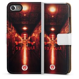 DeinDesign iPhone SE (2020) Handy Klapph&uuml;lle Handyh&uuml;lle aus Kunst Leder wei&szlig; Flip Case Official Licensed Product Fc St. Pauli Sideflip mit Lasche