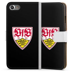 DeinDesign iPhone SE (2020) Handy Klapph&uuml;lle Handyh&uuml;lle aus Kunst Leder wei&szlig; Flip Case Official Licensed Product Vfb Stuttgart Coat Of Arms Sideflip mit Lasche