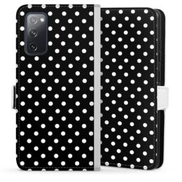 DeinDesign Galaxy S20 FE Handy Klapph&uuml;lle Handyh&uuml;lle aus Kunst Leder wei&szlig; Flip Case Points Retro Polka Dots Sideflip mit Lasche