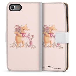 DeinDesign iPhone SE (2022) Handy Klapph&uuml;lle Handyh&uuml;lle aus Kunst Leder wei&szlig; Flip Case Winnie The Pooh Piglet Disney Official Licensed Product Sideflip mit 