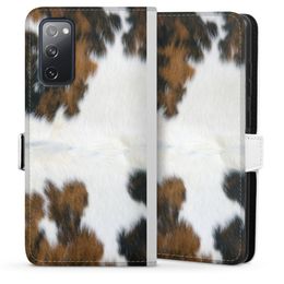 DeinDesign Galaxy S20 FE 5G Handy Klapph&uuml;lle Handyh&uuml;lle aus Kunst Leder wei&szlig; Flip Case Cow Skin Fur Cow Sideflip mit Lasche