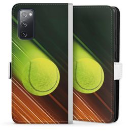 DeinDesign Galaxy S20 FE Handy Klapph&uuml;lle Handyh&uuml;lle aus Kunst Leder wei&szlig; Flip Case Ball Tennis Hobby Sideflip mit Lasche