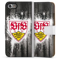 DeinDesign iPhone SE (2020) Handy Klapph&uuml;lle Handyh&uuml;lle aus Kunst Leder wei&szlig; Flip Case Vfb Stuttgart Bundesliga Official Licensed Product Sideflip mit Lasche