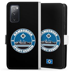 DeinDesign Galaxy S20 FE 5G Handy Klapph&uuml;lle Handyh&uuml;lle aus Kunst Leder wei&szlig; Flip Case Hsv Logo Hamburger Sv Sideflip mit Lasche