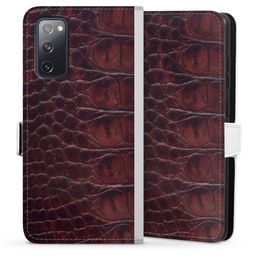 DeinDesign Galaxy S20 FE 5G Handy Klapph&uuml;lle Handyh&uuml;lle aus Kunst Leder wei&szlig; Flip Case Animal Print Crocodile Leather Sideflip mit Lasche