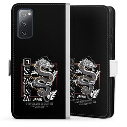 DeinDesign Galaxy S20 FE Handy Klapph&uuml;lle Handyh&uuml;lle aus Kunst Leder wei&szlig; Flip Case Ocean Dragon Japan Sideflip mit Lasche