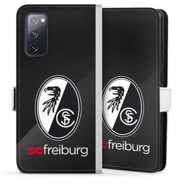 DeinDesign Galaxy S20 FE Handy Klapph&uuml;lle Handyh&uuml;lle aus Kunst Leder wei&szlig; Flip Case Sc Freiburg Lettering Logo Sideflip mit Lasche