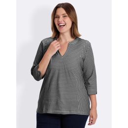 sheego Gro&szlig;e Gr&ouml;&szlig;en 3/4-Arm-Shirt mit Ringel-Muster, garngef&auml;rbt, schwarz-wei&szlig;-gestreift, Gr&ouml;&szlig;e 50 - Damen