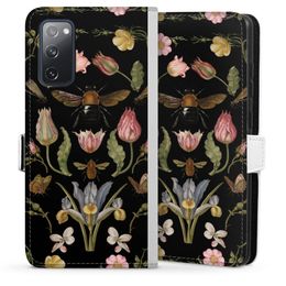 DeinDesign Galaxy S20 FE Handy Klapph&uuml;lle Handyh&uuml;lle aus Kunst Leder wei&szlig; Flip Case Bee Blossom Flower Wreath Sideflip mit Lasche