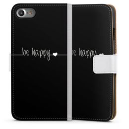DeinDesign iPhone SE (2020) Handy Klapph&uuml;lle Handyh&uuml;lle aus Kunst Leder wei&szlig; Flip Case Sayings Happiness Statement Sideflip mit Lasche