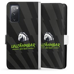 DeinDesign Galaxy S20 FE 5G Handy Klapph&uuml;lle Handyh&uuml;lle aus Kunst Leder wei&szlig; Flip Case Horse Official Licensed Product Borussia M&ouml;nchengladbach Sideflip mit 