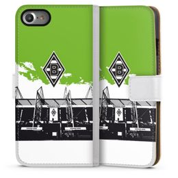 DeinDesign iPhone SE (2020) Handy Klapph&uuml;lle Handyh&uuml;lle aus Kunst Leder wei&szlig; Flip Case Borussia M&ouml;nchengladbach Stadium Merchandise Sideflip mit Lasche