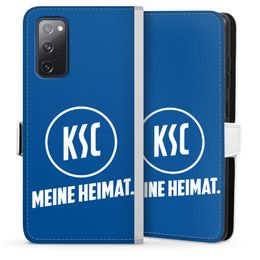 DeinDesign Galaxy S20 FE 5G Handy Klapph&uuml;lle Handyh&uuml;lle aus Kunst Leder wei&szlig; Flip Case Karlsruher Sc Statement Ksc Sideflip mit Lasche