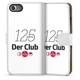 DeinDesign iPhone SE (2022) Handy Klapph&uuml;lle Handyh&uuml;lle aus Kunst Leder wei&szlig; Flip Case 1. Fc N&uuml;rnberg 125 Jahre 1. Fcn Sideflip mit Lasche