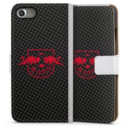 DeinDesign iPhone SE (2020) Handy Klapph&uuml;lle Handyh&uuml;lle aus Kunst Leder wei&szlig; Flip Case Official Licensed Product Carbon Rb Leipzig Sideflip mit Lasche