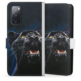 DeinDesign Galaxy S20 FE Handy Klapph&uuml;lle Handyh&uuml;lle aus Kunst Leder wei&szlig; Flip Case Panther Animals Jungle Sideflip mit Lasche