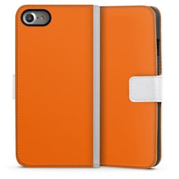 DeinDesign iPhone SE (2020) Handy Klapph&uuml;lle Handyh&uuml;lle aus Kunst Leder wei&szlig; Flip Case Colour Unicoloured Orange Sideflip mit Lasche