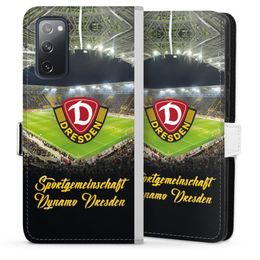DeinDesign Galaxy S20 FE 5G Handy Klapph&uuml;lle Handyh&uuml;lle aus Kunst Leder wei&szlig; Flip Case Official Licensed Product Sgd Sg Dynamo Dresden Sideflip mit Lasche