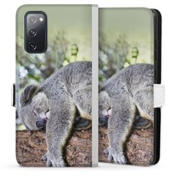 DeinDesign Galaxy S20 FE 5G Handy Klapph&uuml;lle Handyh&uuml;lle aus Kunst Leder wei&szlig; Flip Case Koala Bear Australia Tree Sideflip mit Lasche