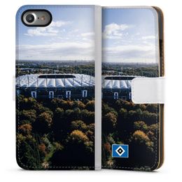 DeinDesign iPhone SE (2022) Handy Klapph&uuml;lle Handyh&uuml;lle aus Kunst Leder wei&szlig; Flip Case Hamburger Sv Hsv Stadium Sideflip mit Lasche