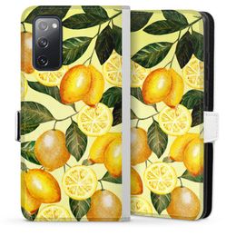 DeinDesign Galaxy S20 FE Handy Klapph&uuml;lle Handyh&uuml;lle aus Kunst Leder wei&szlig; Flip Case Summer Fruits Lemon Sideflip mit Lasche