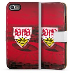 DeinDesign iPhone SE (2022) Handy Klapph&uuml;lle Handyh&uuml;lle aus Kunst Leder wei&szlig; Flip Case Vfb Stuttgart Official Licensed Product Stadium Sideflip mit Lasche