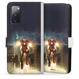 DeinDesign Galaxy S20 FE Handy Klapph&uuml;lle Handyh&uuml;lle aus Kunst Leder wei&szlig; Flip Case Iron Man Avengers Marvel Sideflip mit Lasche