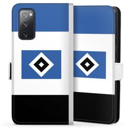 DeinDesign Galaxy S20 FE Handy Klapph&uuml;lle Handyh&uuml;lle aus Kunst Leder wei&szlig; Flip Case Bundesliga Official Licensed Product Hamburger Sv Sideflip mit Lasche