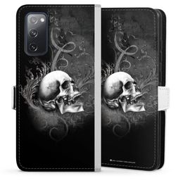 DeinDesign Galaxy S20 FE 5G Handy Klapph&uuml;lle Handyh&uuml;lle aus Kunst Leder wei&szlig; Flip Case Gothic Skull Skulls Sideflip mit Lasche