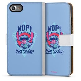 DeinDesign iPhone SE (2020) Handy Klapph&uuml;lle Handyh&uuml;lle aus Kunst Leder wei&szlig; Flip Case Disney Sayings Lilo & Stitch Sideflip mit Lasche