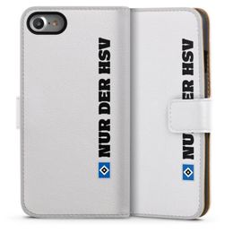 DeinDesign iPhone SE (2022) Handy Klapph&uuml;lle Handyh&uuml;lle aus Kunst Leder wei&szlig; Flip Case Hsv Transparent Hamburger Sv Sideflip mit Lasche