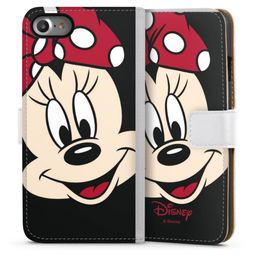 DeinDesign iPhone SE (2022) Handy Klapph&uuml;lle Handyh&uuml;lle aus Kunst Leder wei&szlig; Flip Case Official Licensed Product Minnie Mouse Disney Sideflip mit Lasche