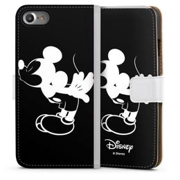 DeinDesign iPhone SE (2020) Handy Klapph&uuml;lle Handyh&uuml;lle aus Kunst Leder wei&szlig; Flip Case Disney Mickey Mouse Official Licensed Product Sideflip mit Lasche